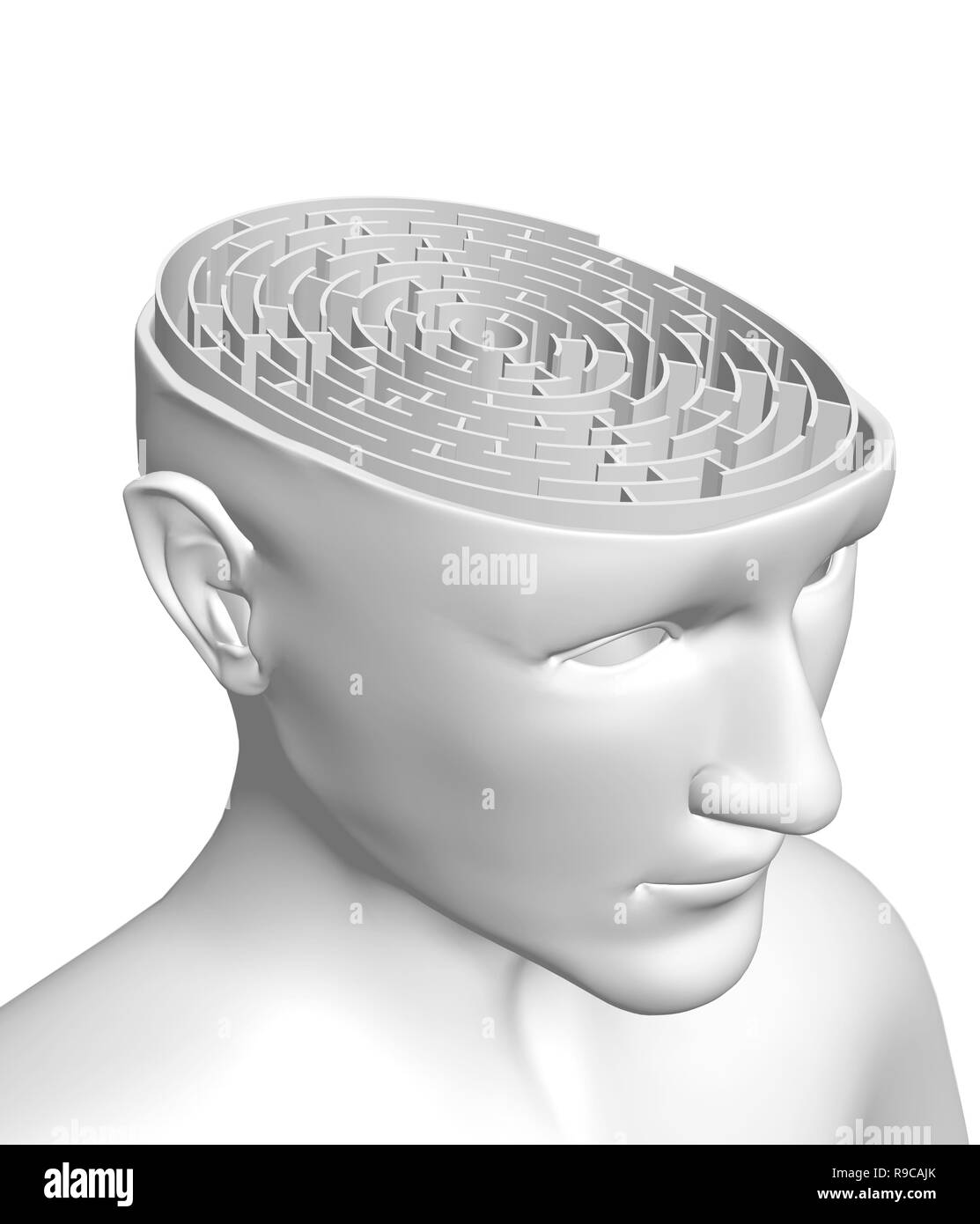 Human head with maze Black and White Stock Photos & Images - Alamy