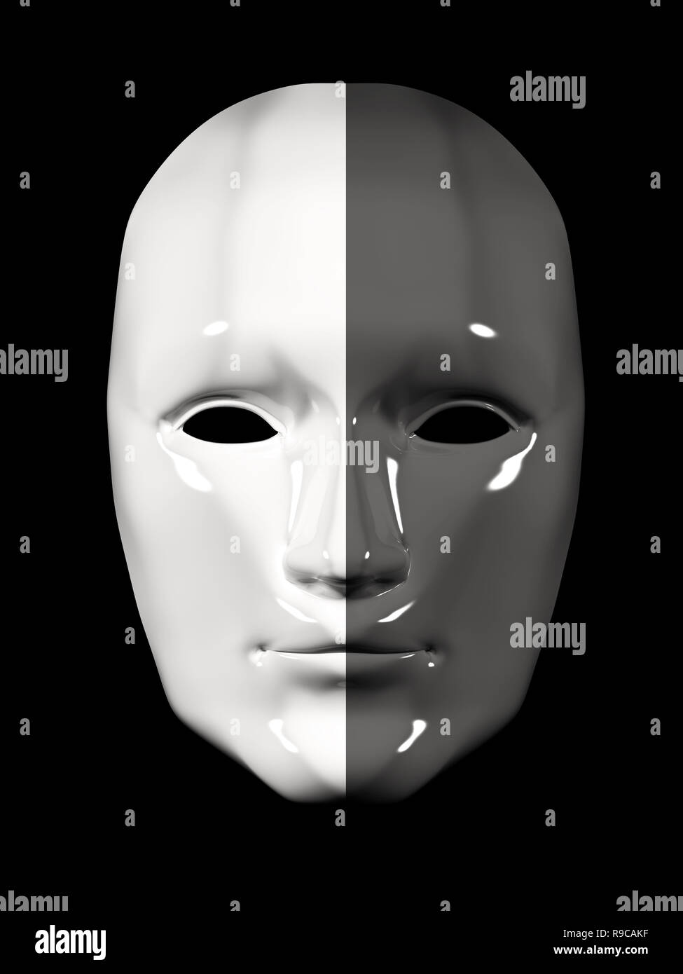 Human face mask of different colors - black and white. Isolated on ...