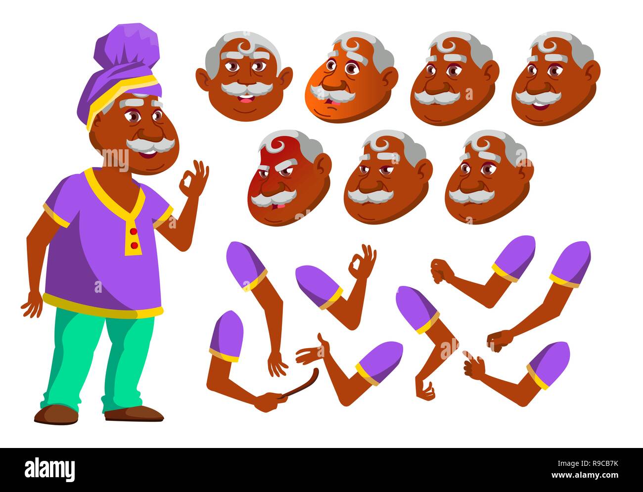 Indian Old Man Vector. Senior Person. Aged Hindu. Asian. Active ...