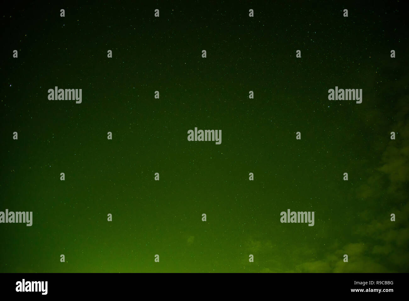 Night sky stars and clouds / The green sky with light at night sky ...