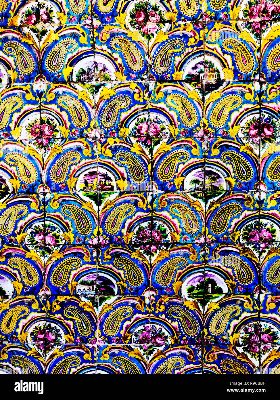 Tiles designed as wall art, Persian style, a public tour in Golestan ...