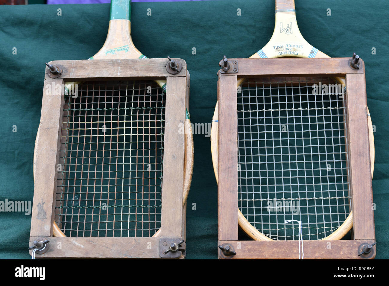 Old tennis vintage raquet detail Stock Photo - Alamy
