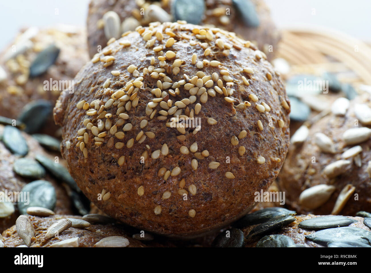Homemade bread rolls also called rolls made from wholegrain whole-grain ...