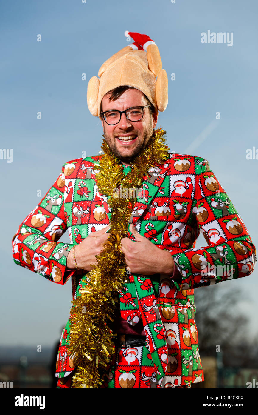 Severn Arens from Cologne poses for a photograph wearing his Christmas ...