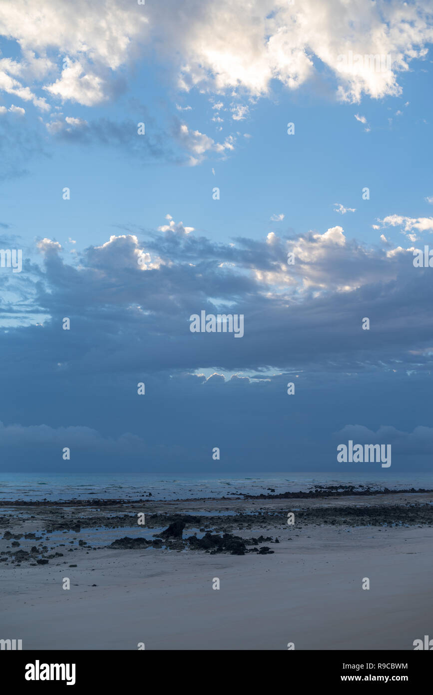 Morning view of Corralejo beach on Fuerteventura, Canary Islands, Spain ...