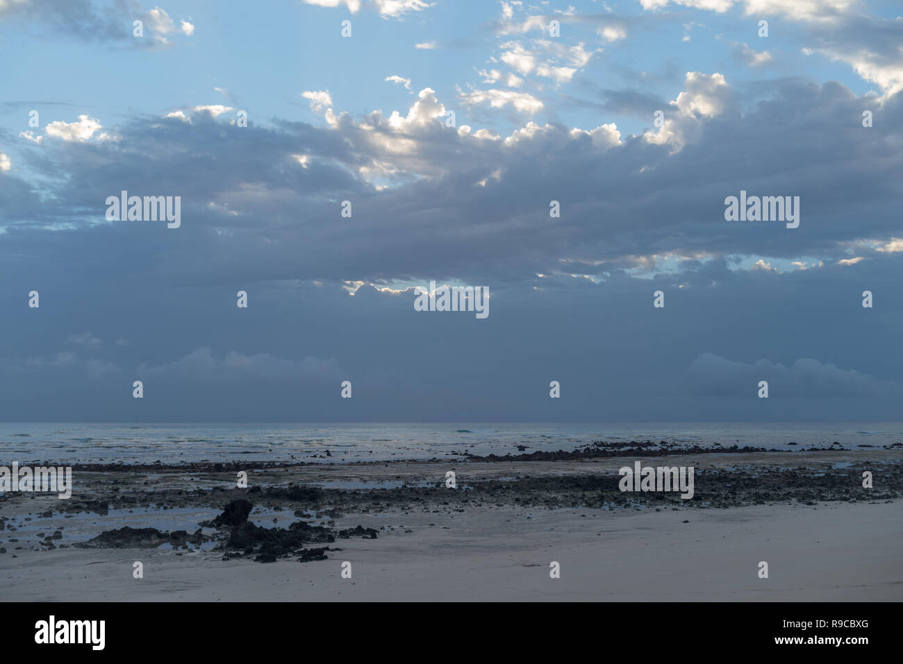 Morning view of Corralejo beach on Fuerteventura, Canary Islands, Spain ...
