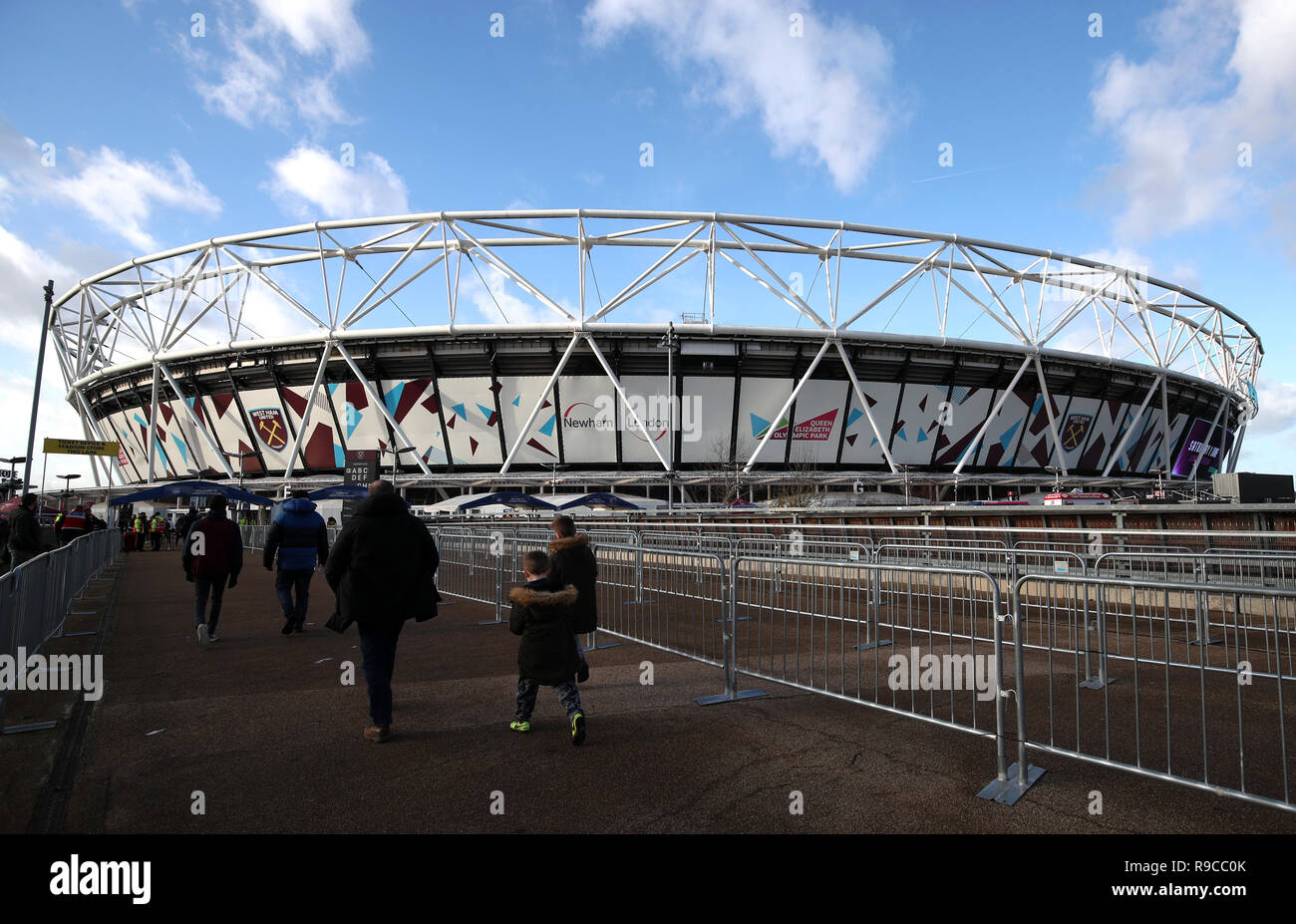 Fans arrive at the London Stadium before the Premier League match at ...