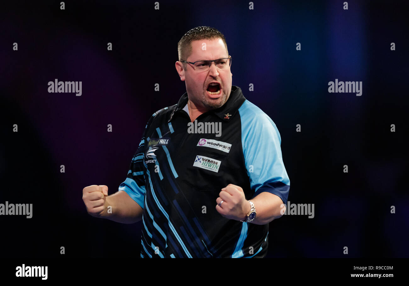 Alan Norris celebrates during his match against Ryan Joyce during day ...
