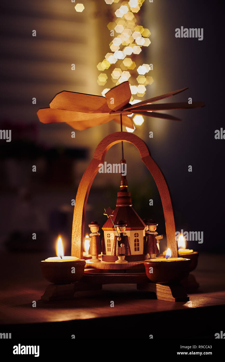 Wooden traditional german christmas pyramid hi-res stock photography ...