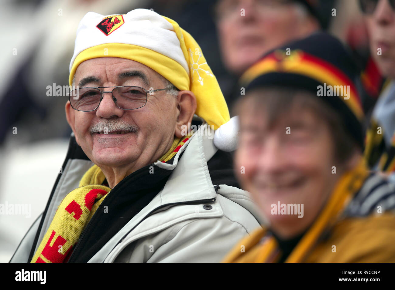 Watford fans before the Premier League match at London Stadium Stock ...