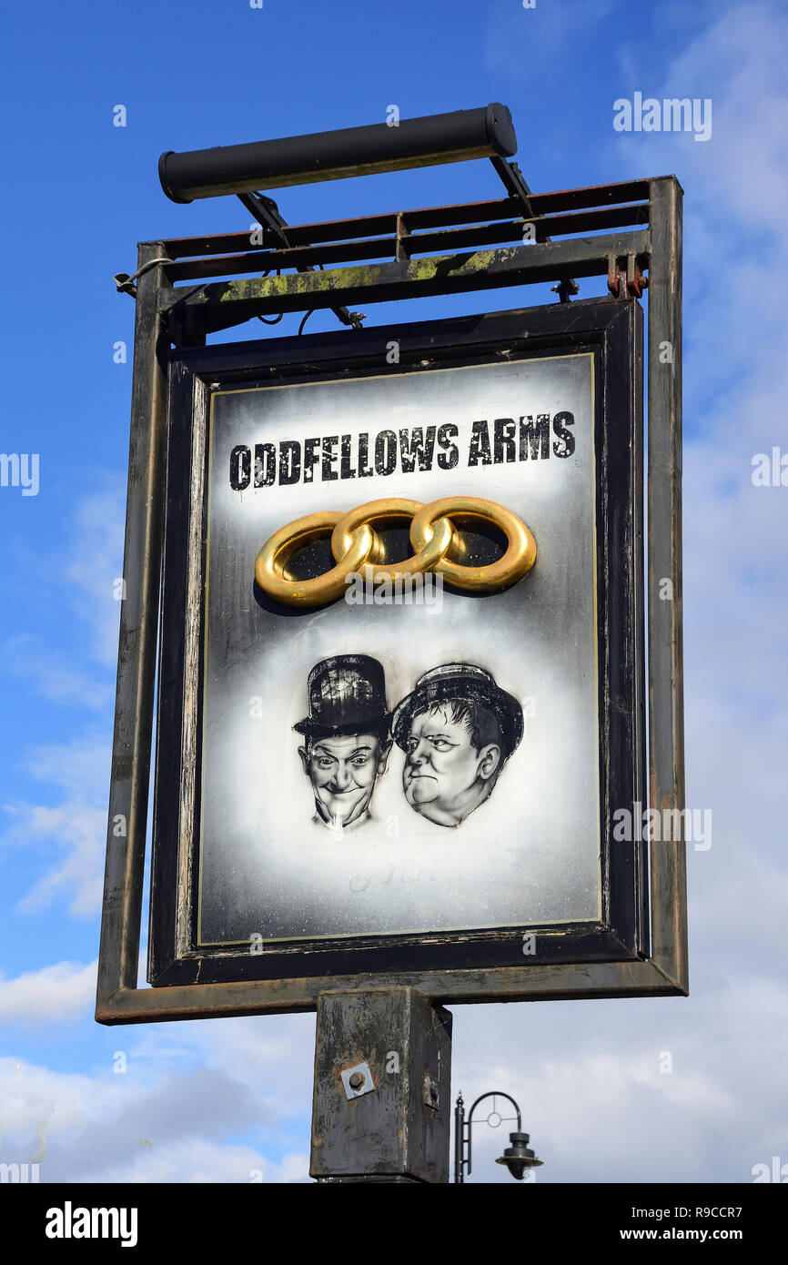 17th century Oddfellows Arms sign, Lower Street, Pulborough, West ...