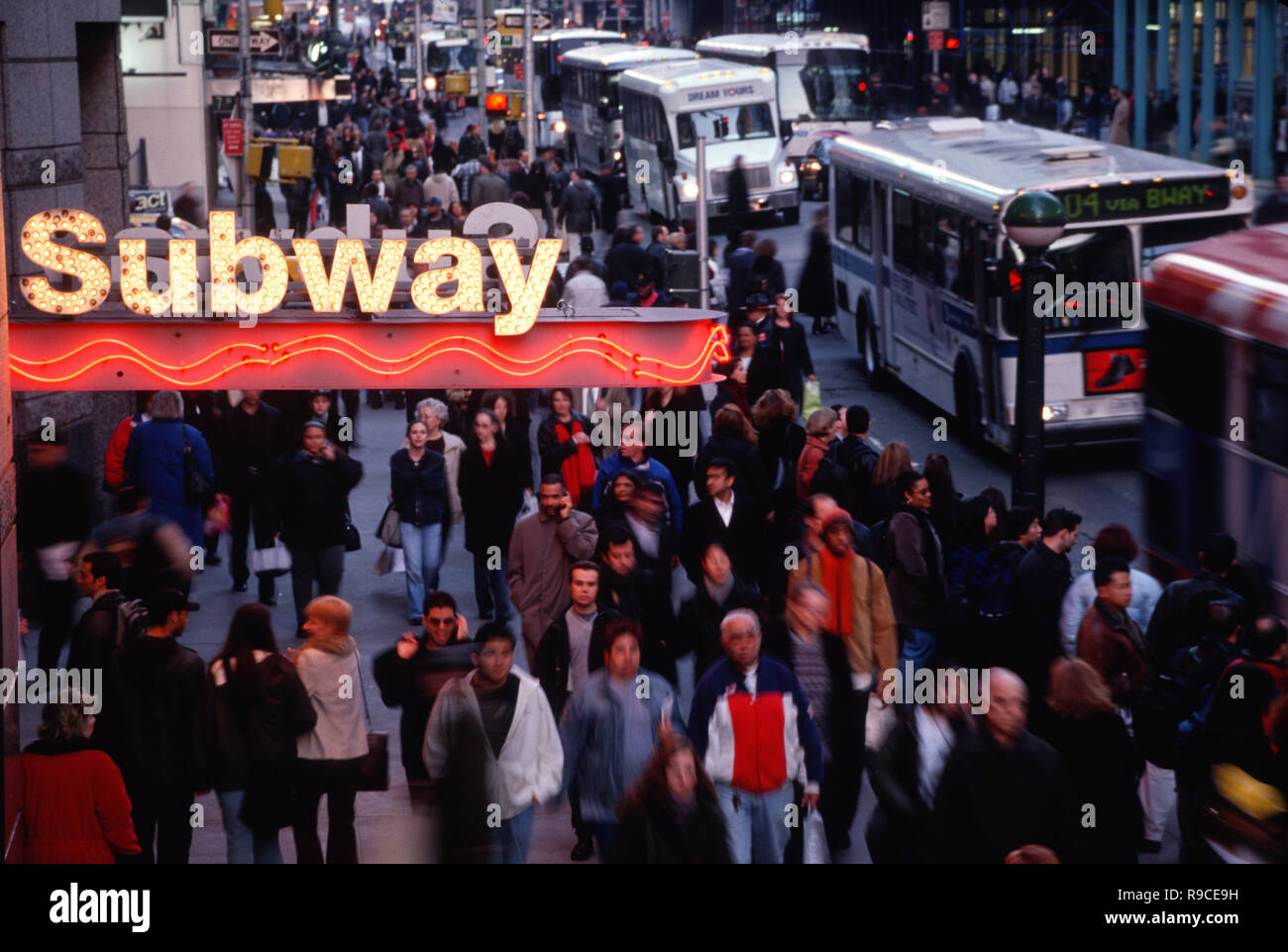42nd Street subway station is busy at rush hour in Times Square, New ...