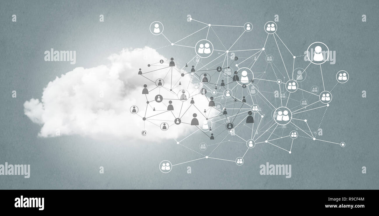 Lines and dots as networking idea drawn on gray background Stock Photo ...