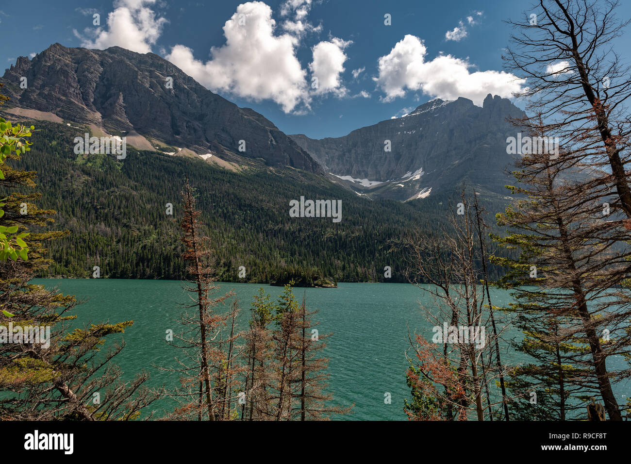 Beautiful landscape view of St Mary Lake in Glacier National Park ...