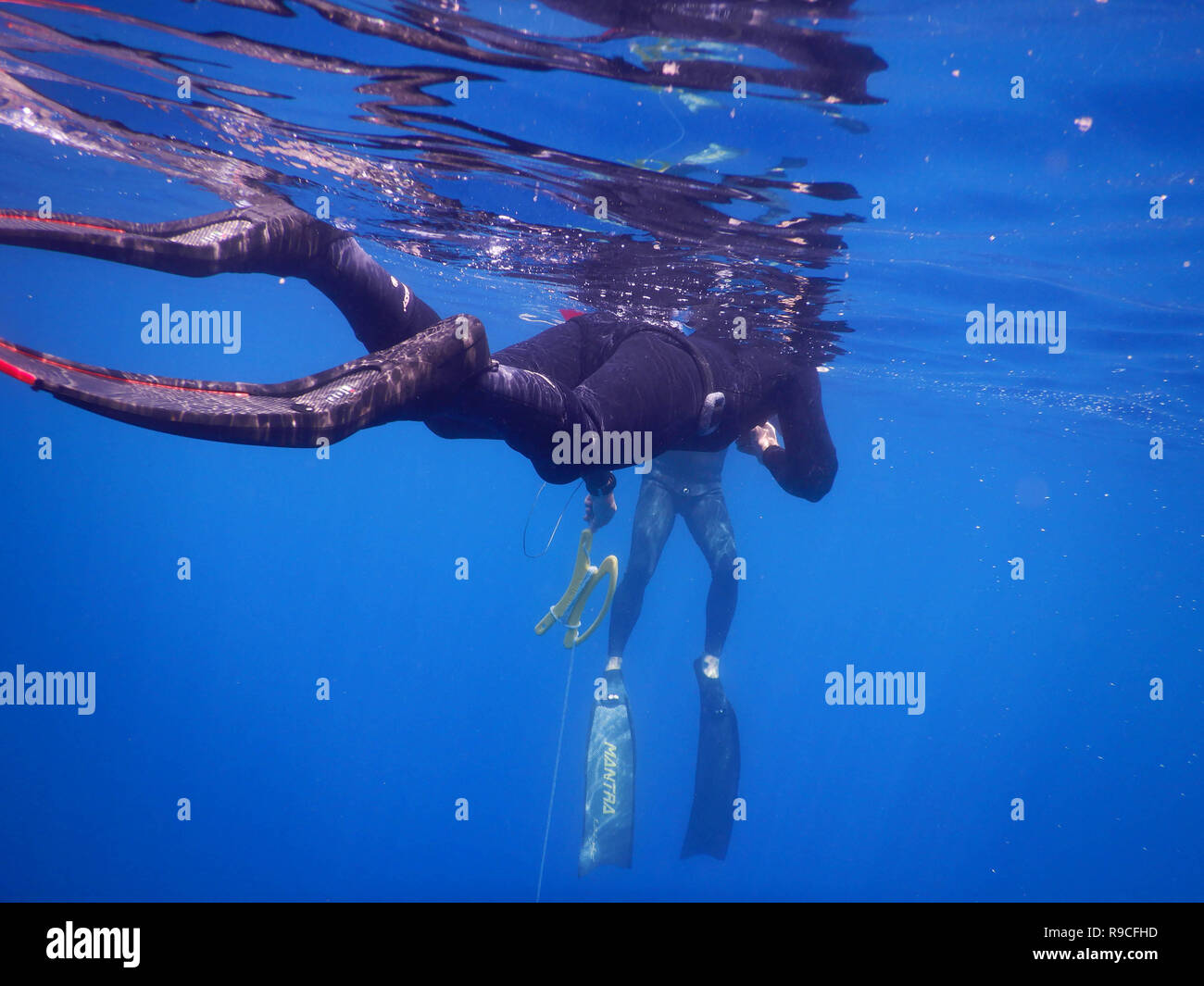 Free diving in the sea at Noli, Liguria - Italy Stock Photo - Alamy