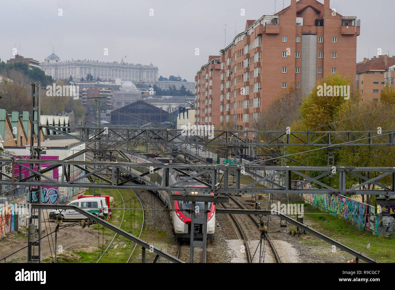 Railway lines near Principe Pio Station, Madrid, Spain Stock Photo - Alamy