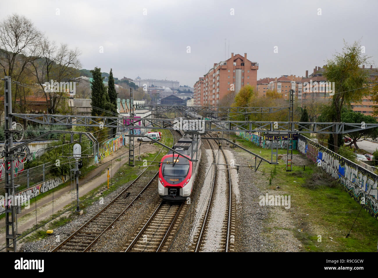 Railway lines near Principe Pio Station, Madrid, Spain Stock Photo - Alamy