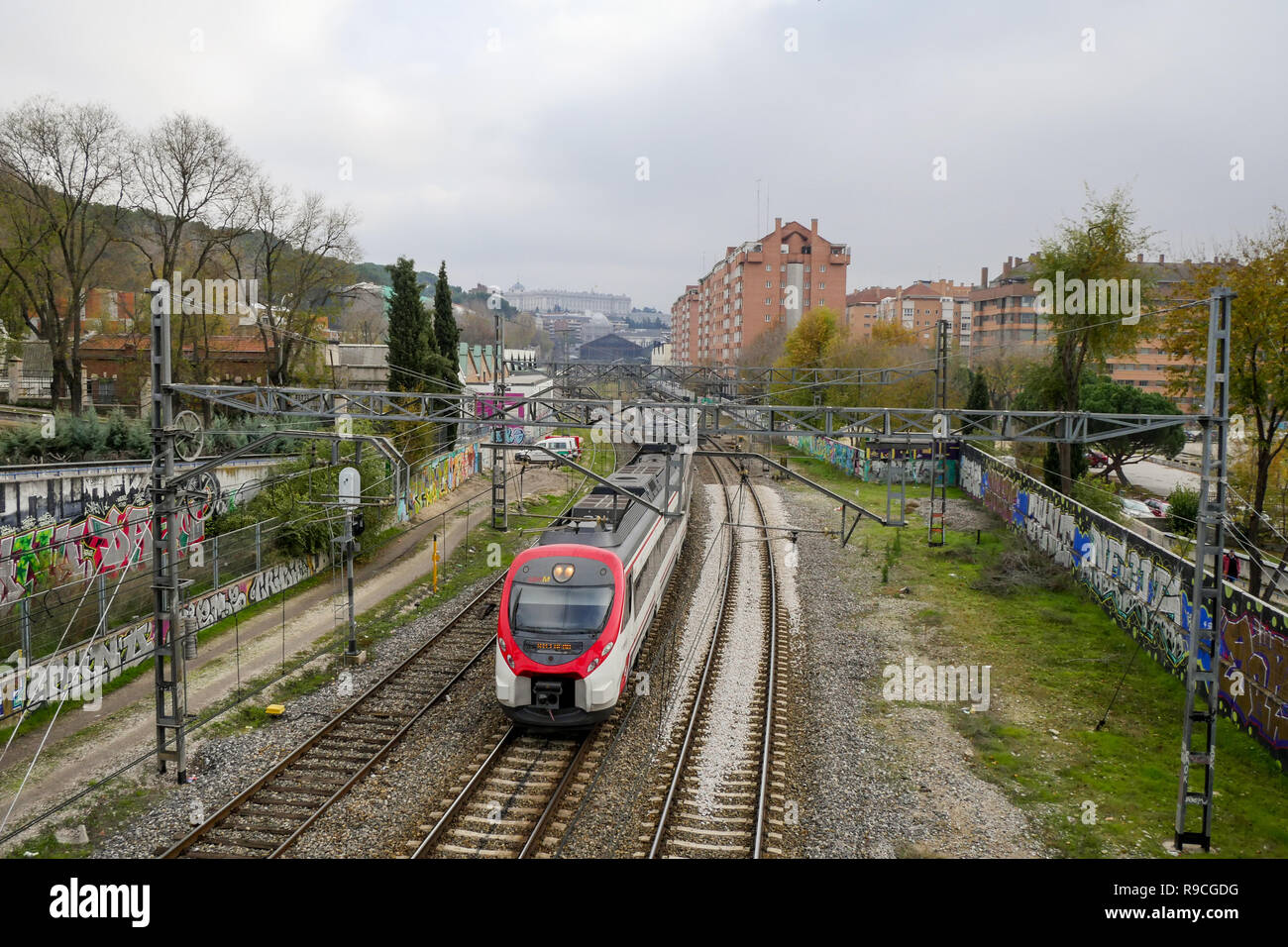 Railway lines near Principe Pio Station, Madrid, Spain Stock Photo - Alamy