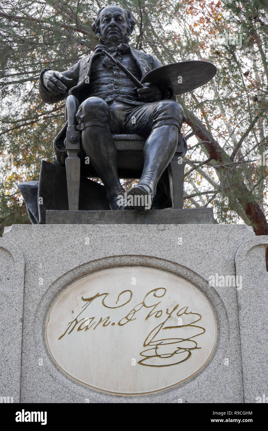Goya statue, Madrid, Spain Stock Photo - Alamy