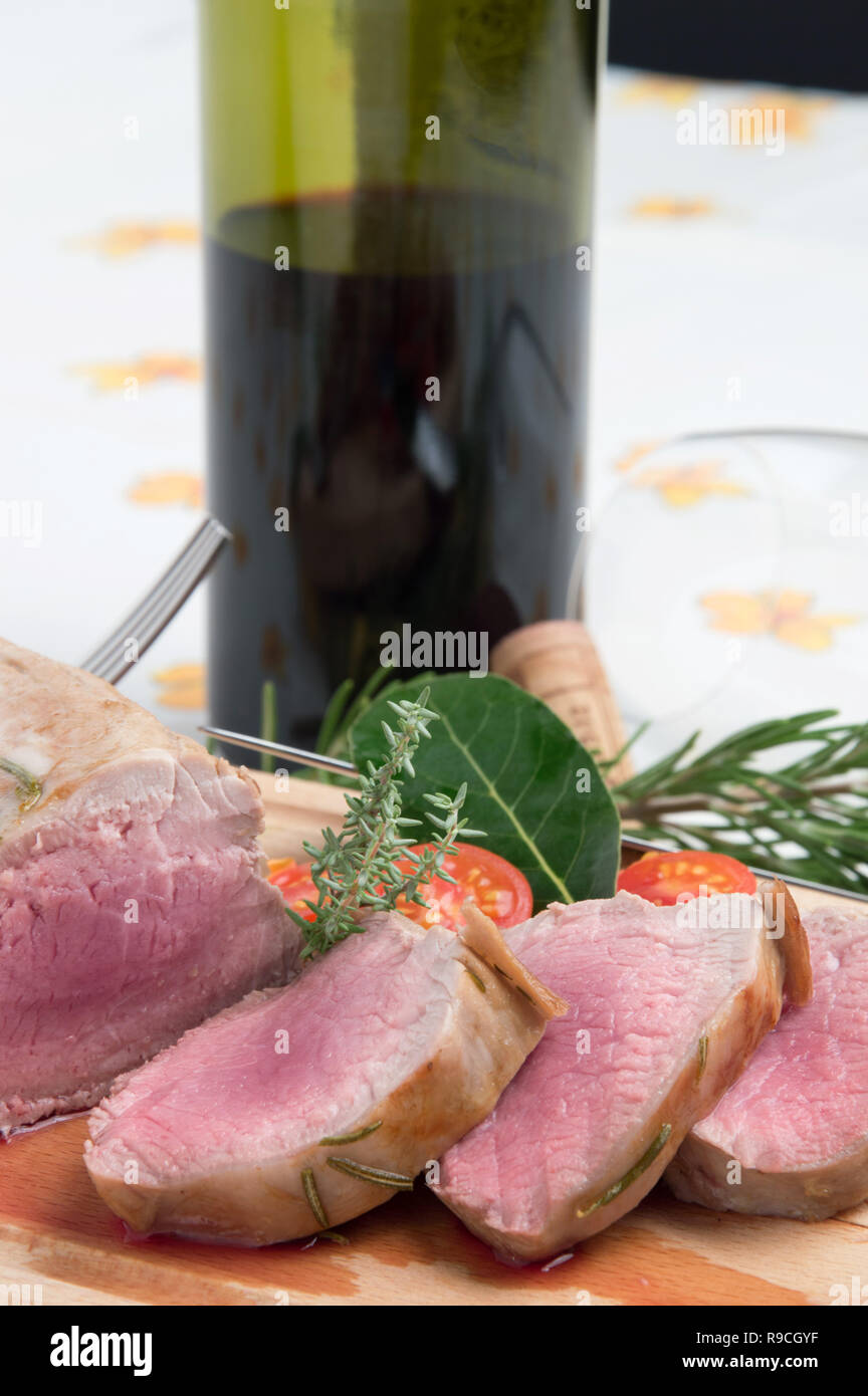 Sliced beef fillet - cooked meat Stock Photo - Alamy