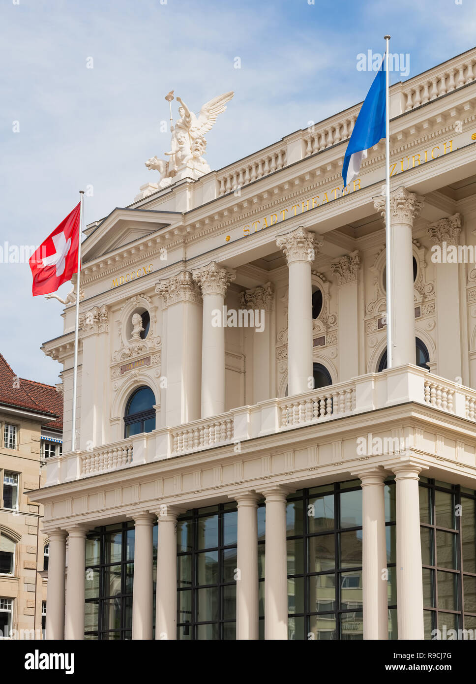 Zurich, Switzerland - May 25, 2016: a part of the facade of the Zurich ... Zurich, Switzerland - May 25, 2016: a part of the facade of the Zurich ...