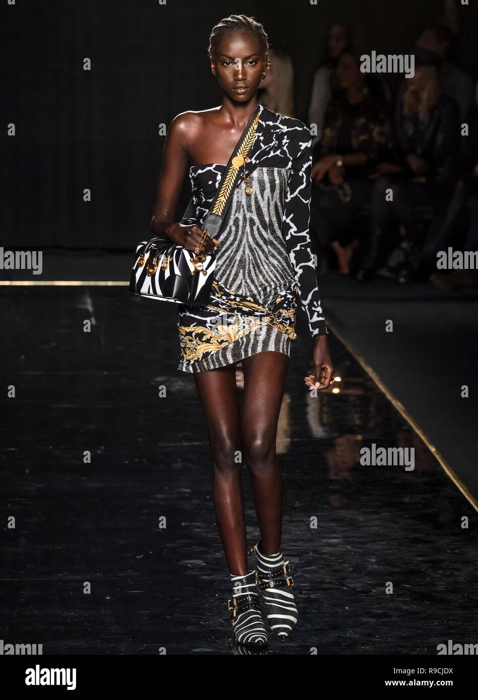 NEW YORK, NY - December 02, 2018: Anok Yai walks the runway at the ...