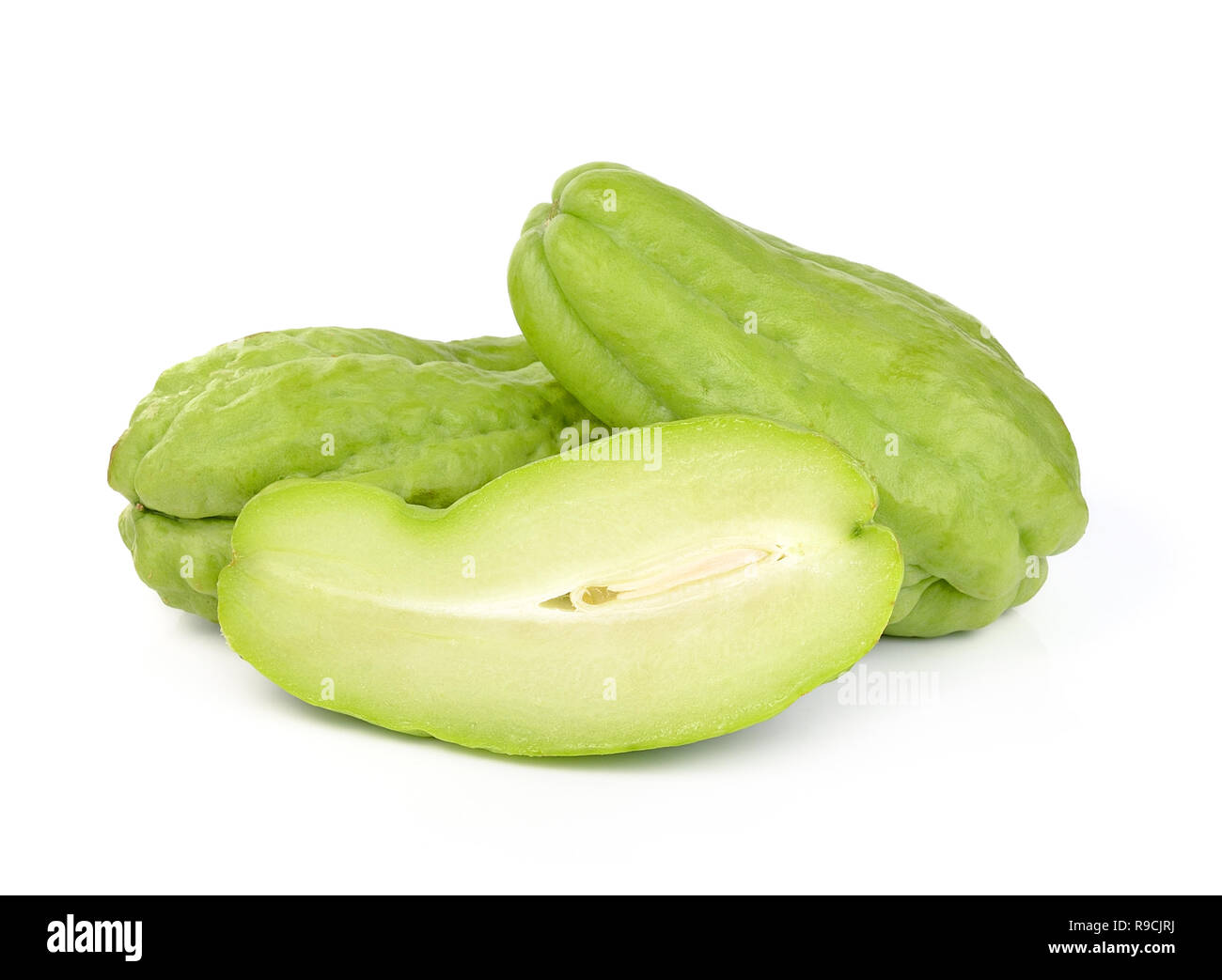 Chayote on white background Stock Photo - Alamy