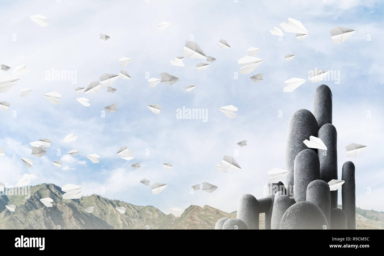 Multiple stone columns with breathtaking landscape Stock Photo - Alamy