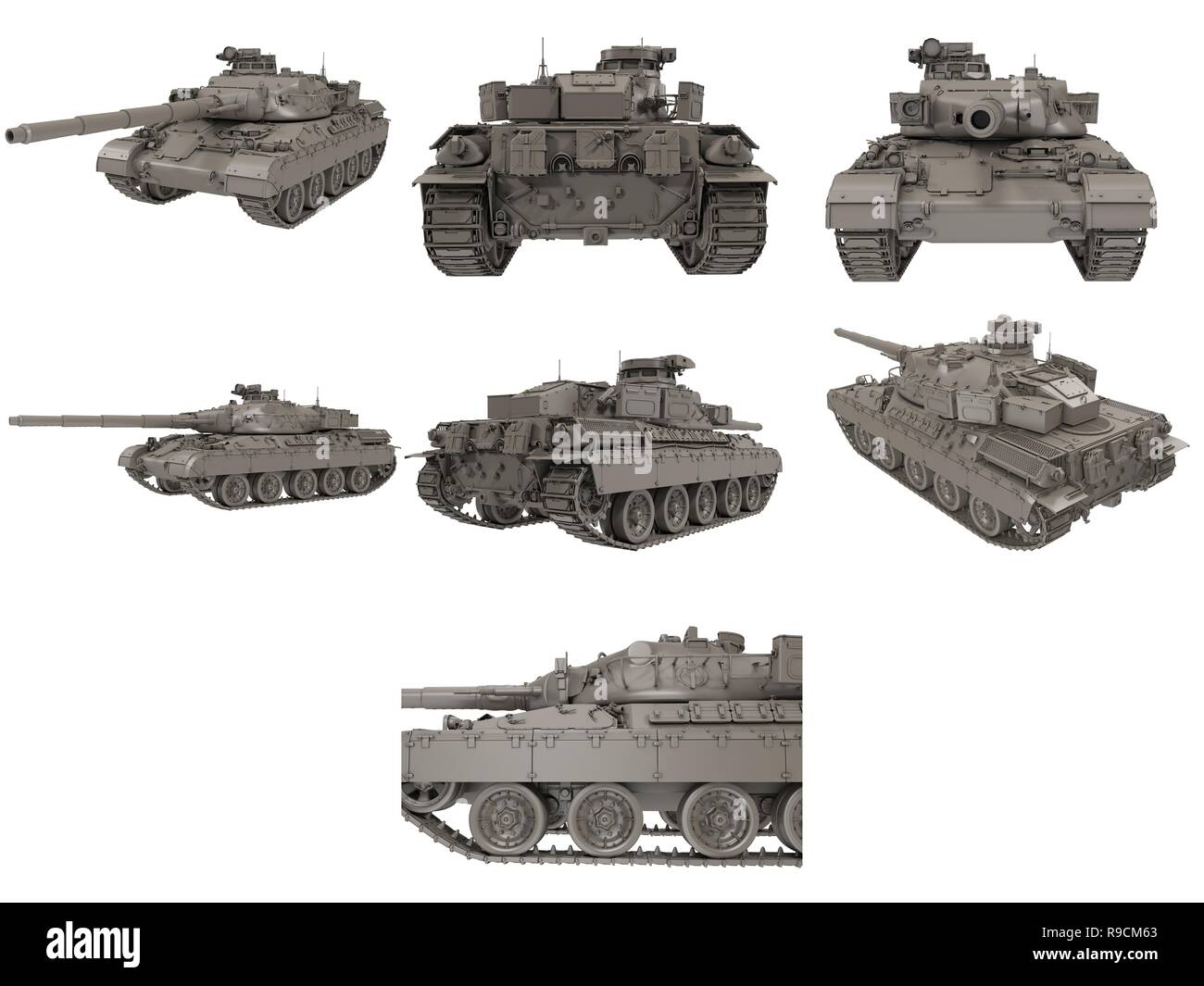 military French tank AMX 30b2 on an isolated white background. 3d ...