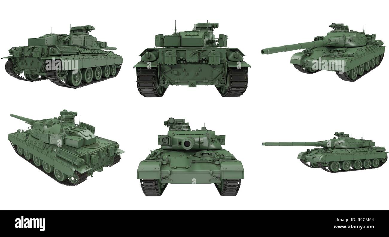 military French tank AMX 30b2 on an isolated white background. 3d ...