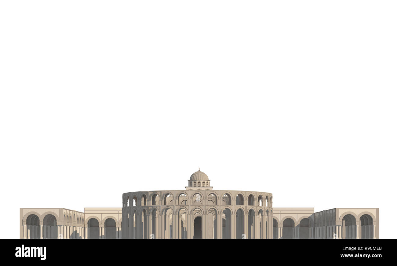 3D illustration Middle East building isolated on white background Stock ...
