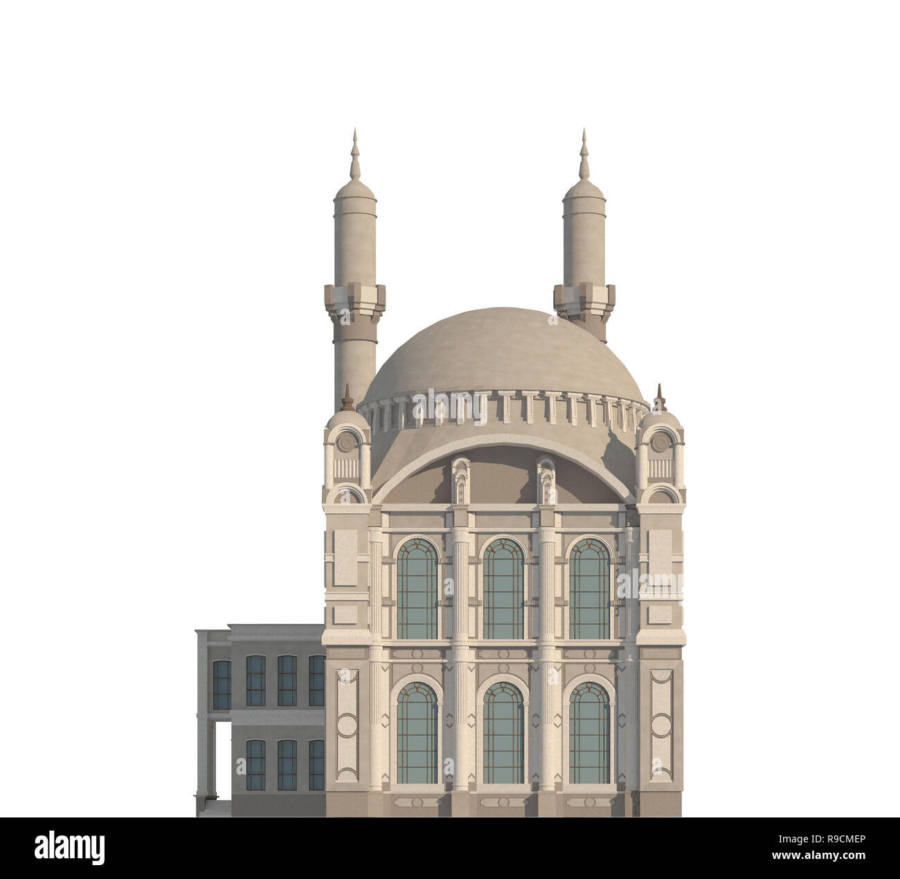 3D illustration Middle East building isolated on white background Stock ...