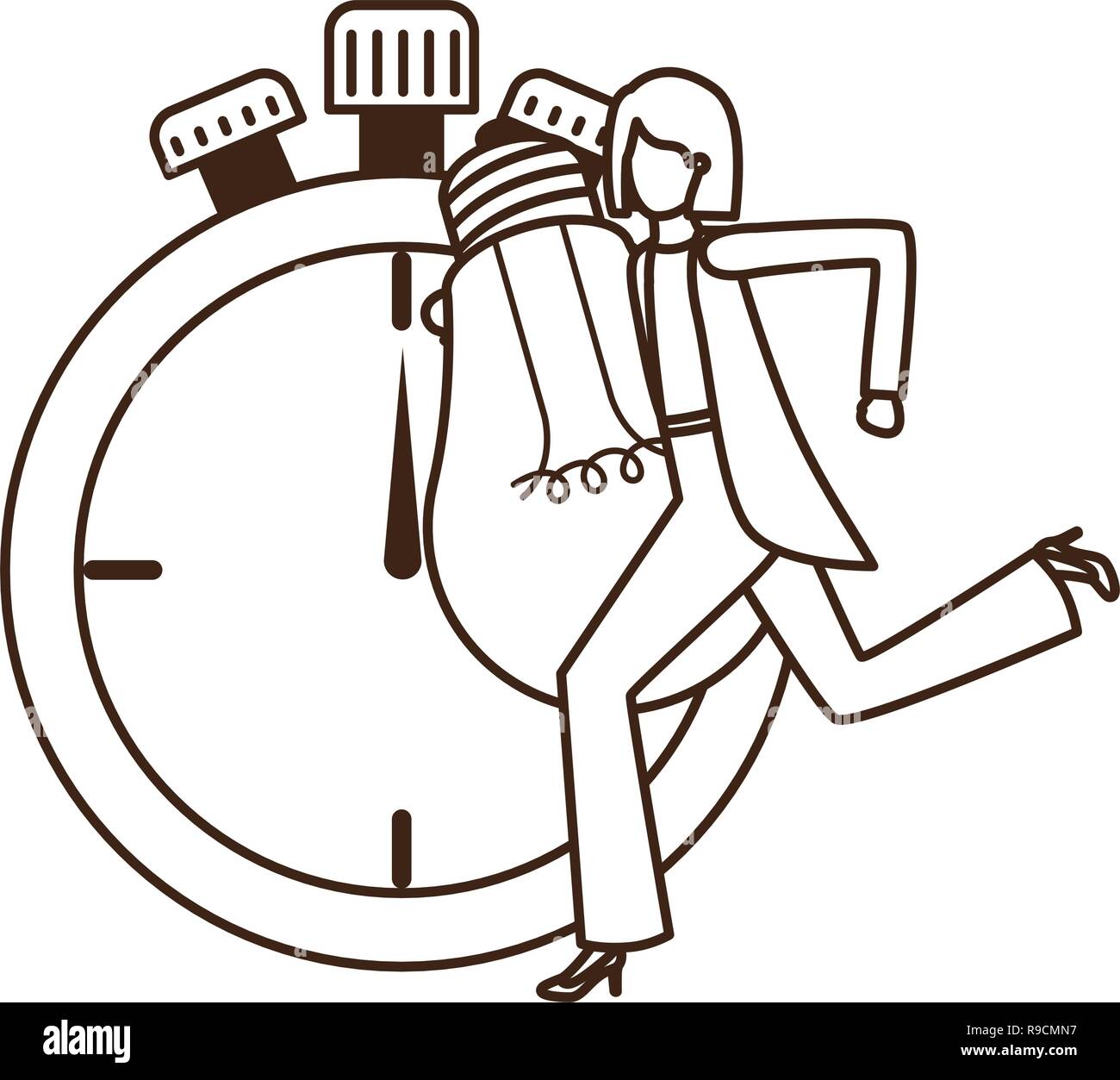 businesswoman with clock avatar character Stock Vector Image & Art - Alamy