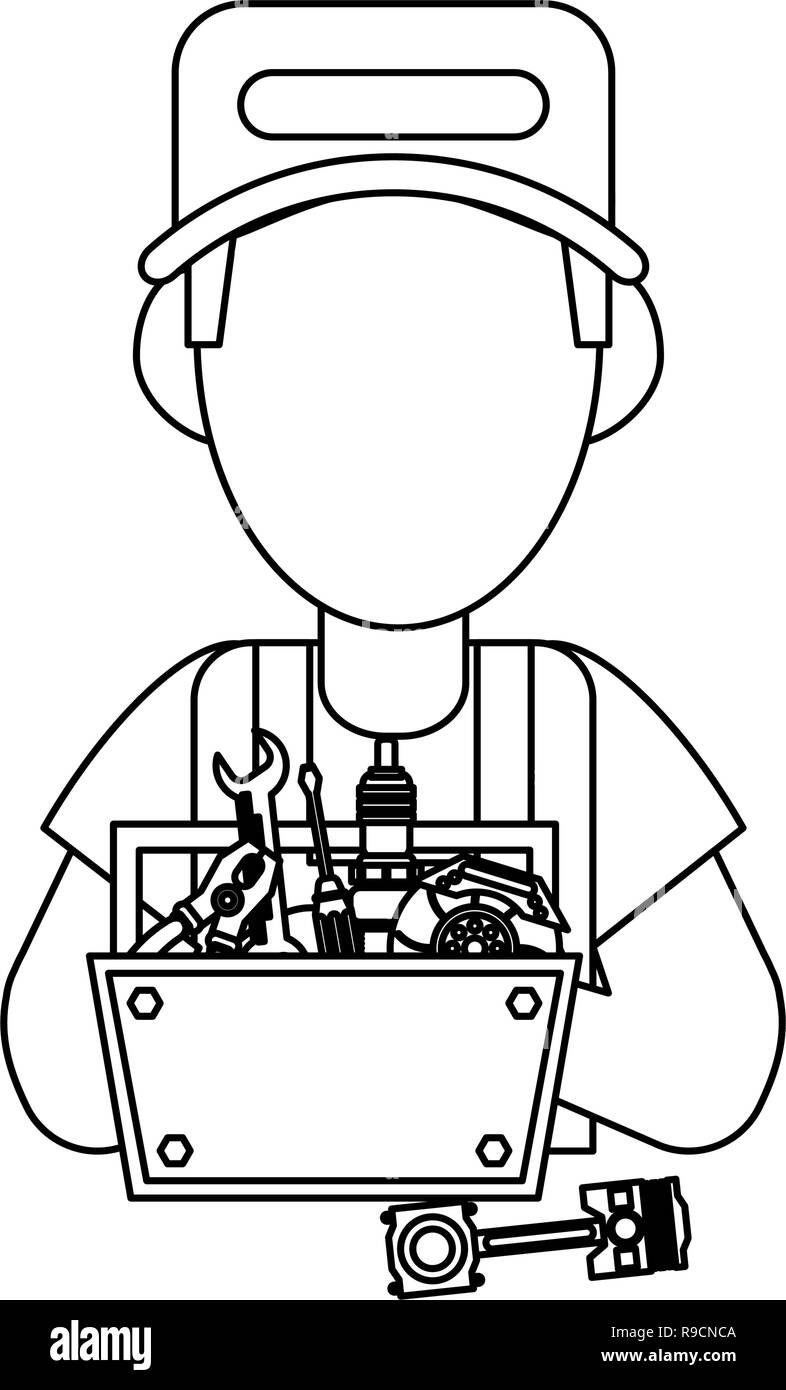 Mechanic working motor Black and White Stock Photos & Images - Alamy