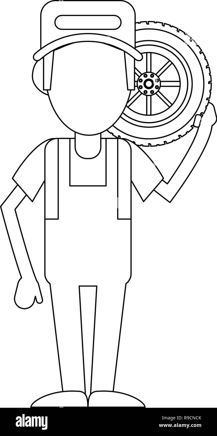 Car wheel in repair shop Black and White Stock Photos & Images - Alamy