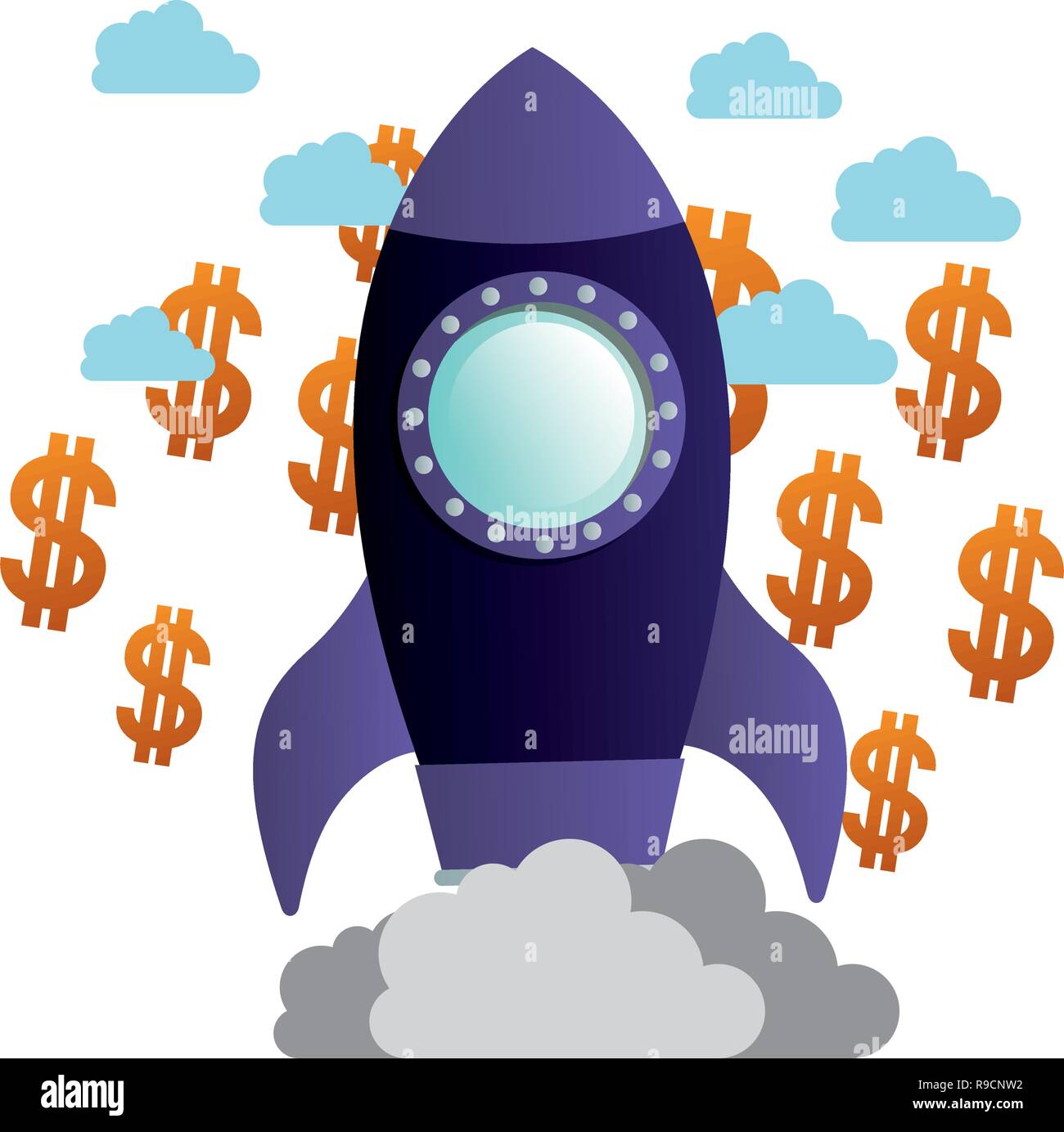 Business rocket money bag Stock Vector Images - Alamy