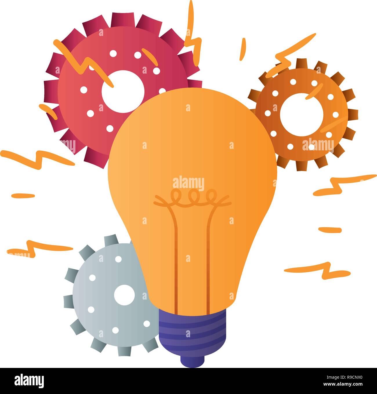 Light bulb bright gears Stock Vector Images - Alamy