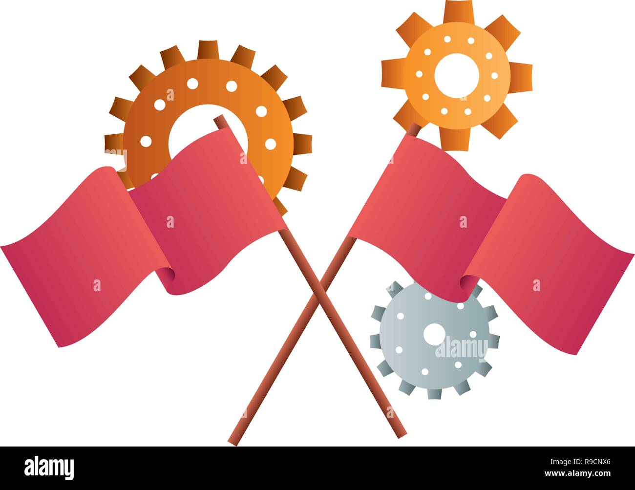 gear with flag isolated icon Stock Vector Image & Art - Alamy