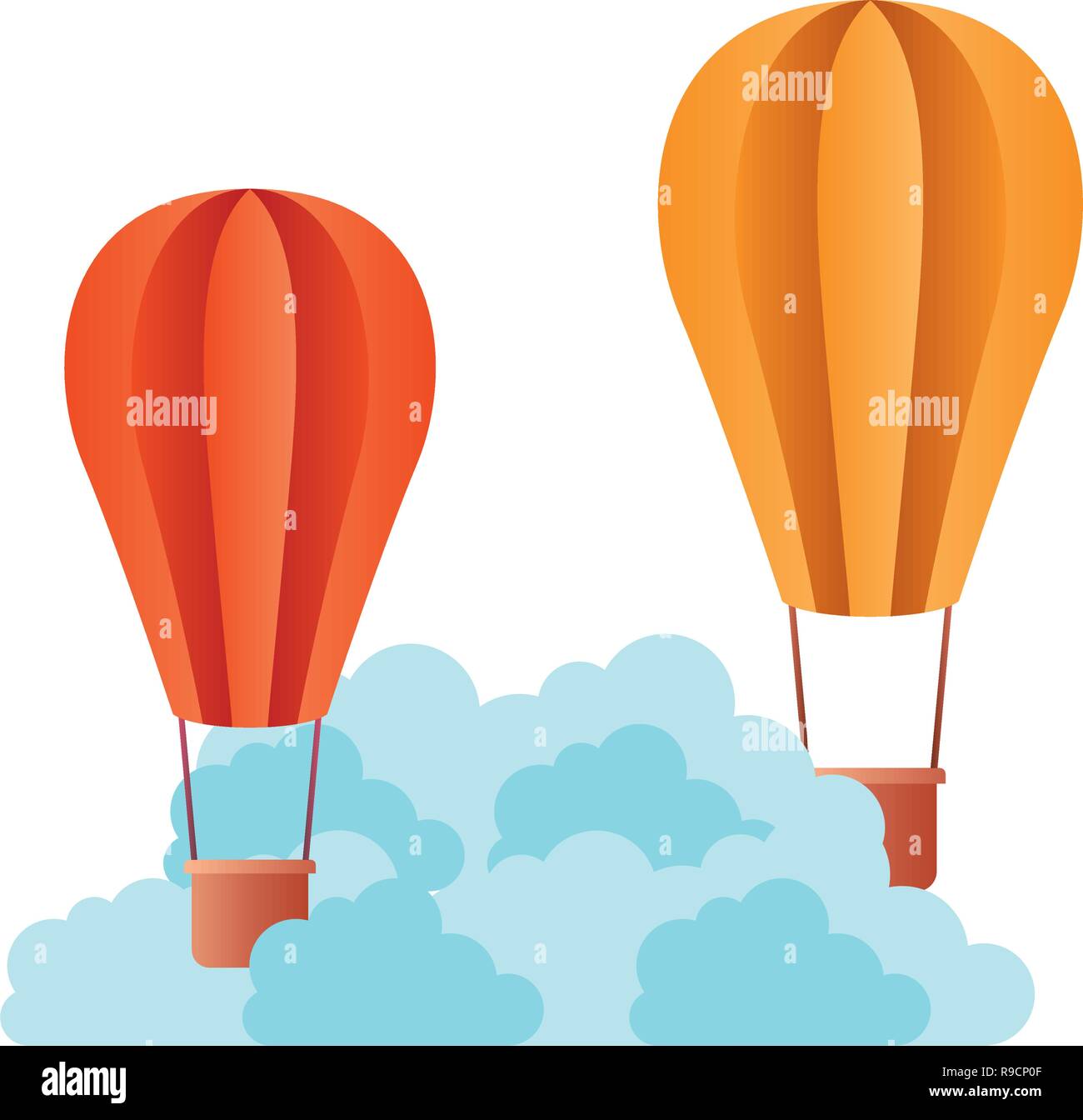 hot air balloon with clouds isolated icon Stock Vector Image & Art - Alamy
