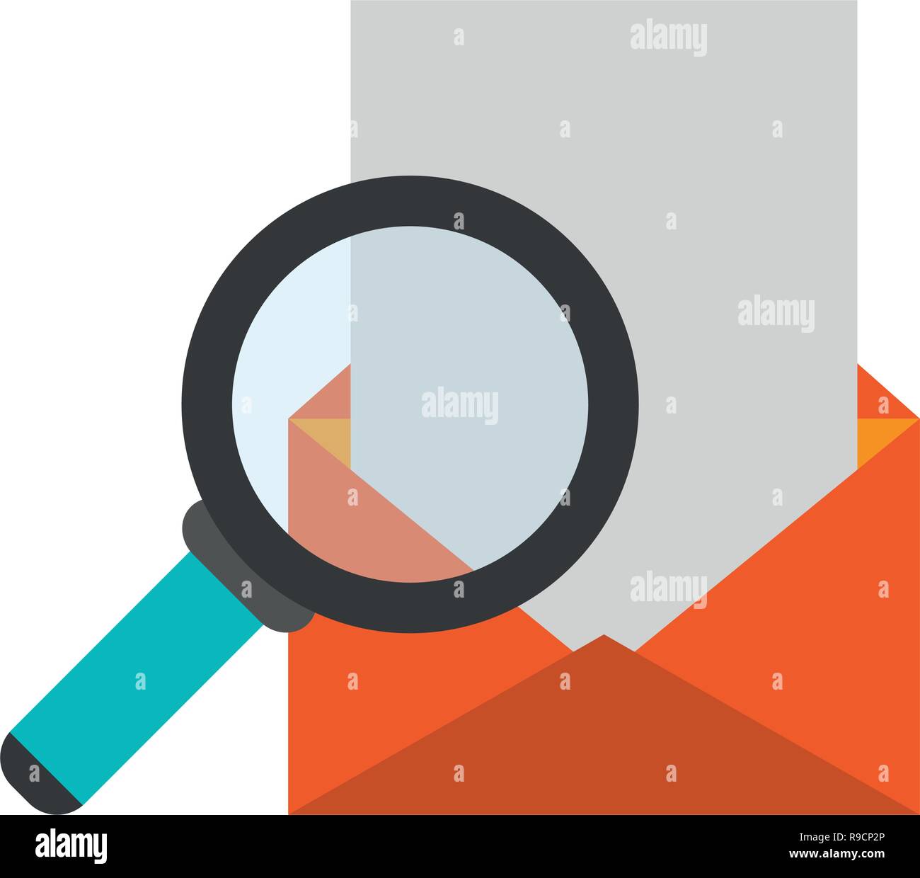 magnifying glass on envelope mail Stock Vector Image & Art - Alamy