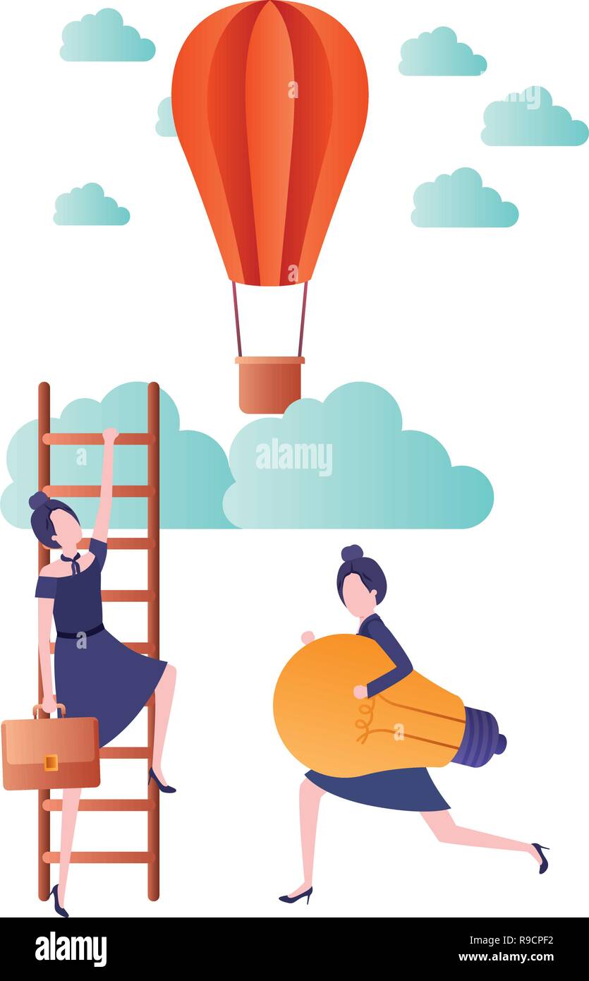women with aerostatic balloon avatar character Stock Vector Image & Art ...