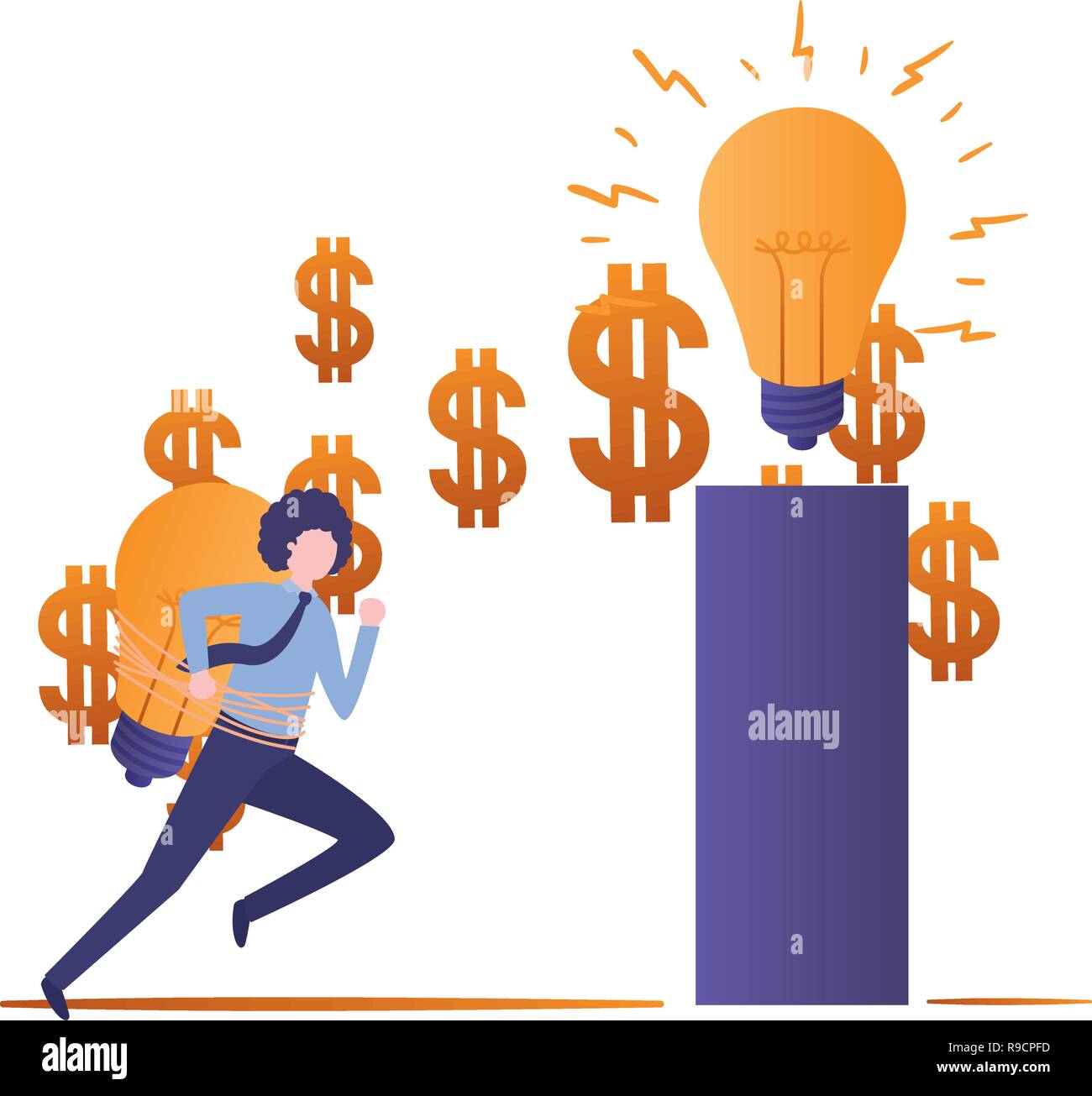 Businessman bulb avatar character hi-res stock photography and images ...