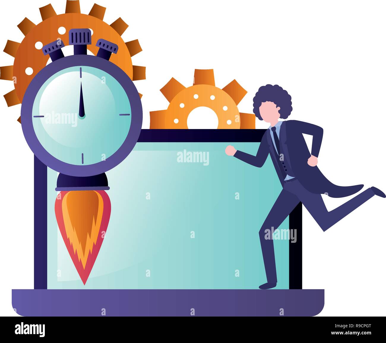 laptop screen with businessman avatar character Stock Vector Image ...