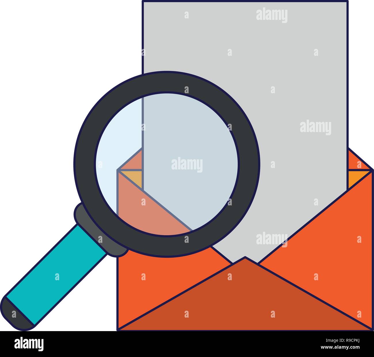 magnifying glass on envelope mail Stock Vector Image & Art - Alamy