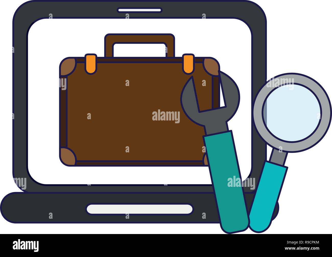business briefcase on laptop screen and tools Stock Vector Image & Art ...