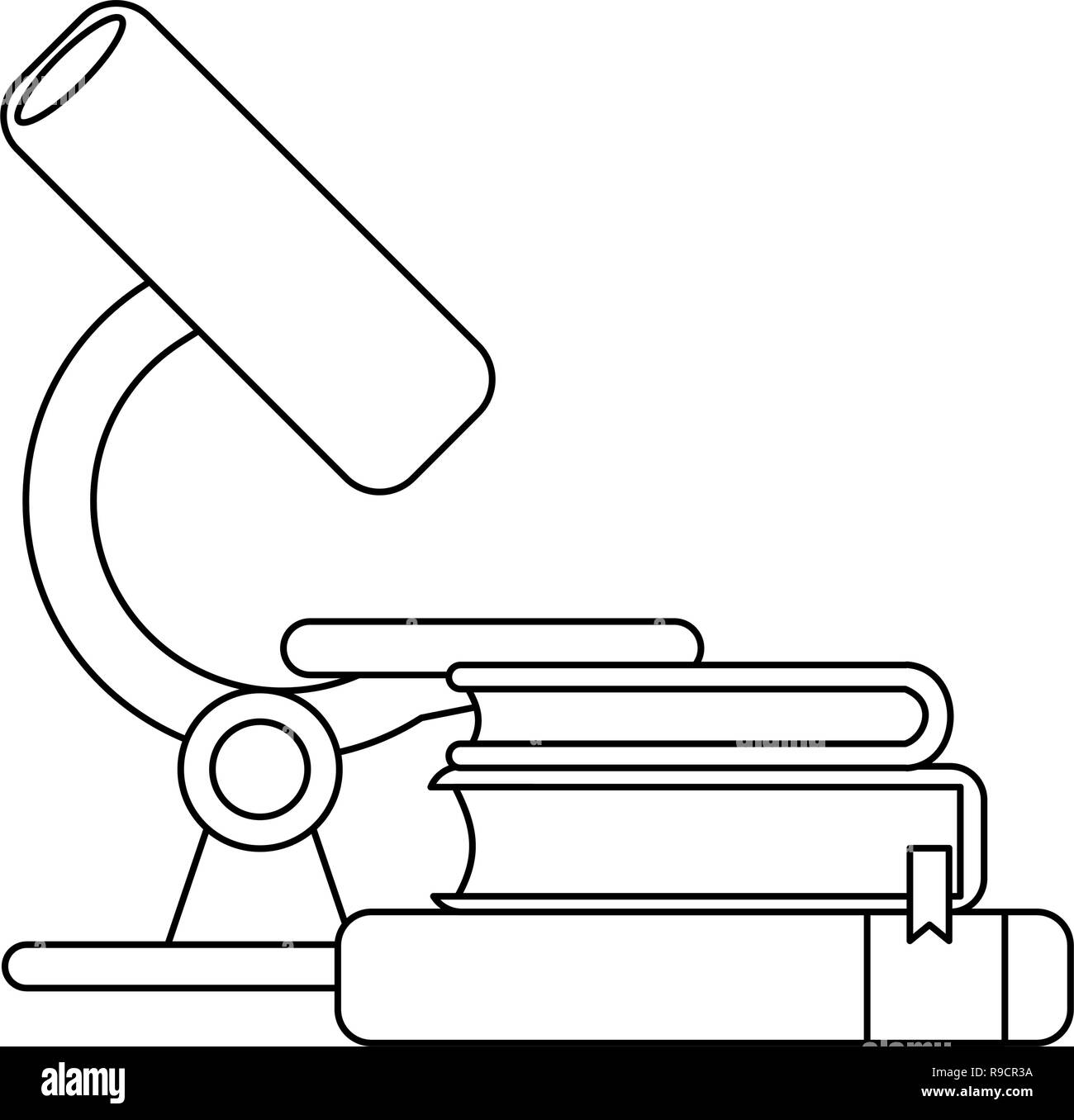 Microscope and books in black and white Stock Vector Image & Art - Alamy