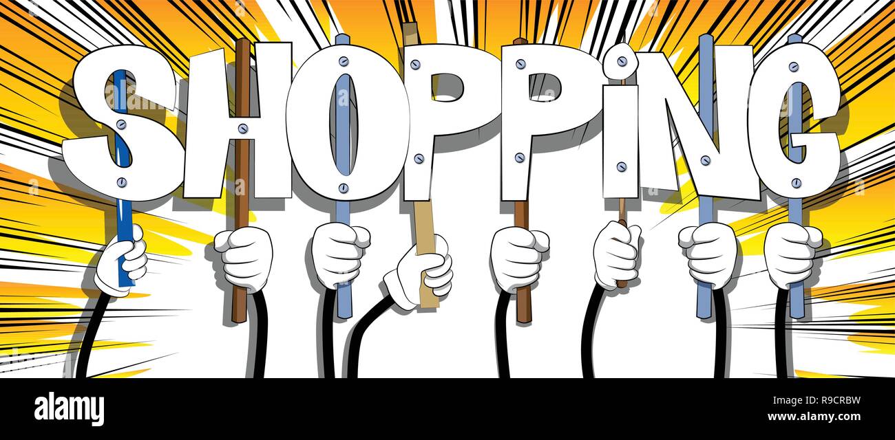 Diverse hands holding letters of the alphabet created the word Shopping ...
