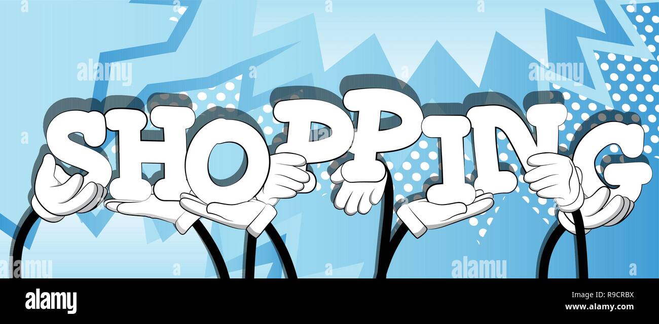Diverse hands holding letters of the alphabet created the word Shopping ...