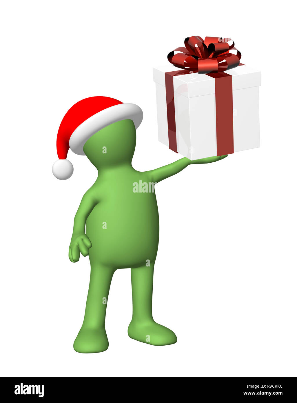 3d puppet with gift. Isolated on white background Stock Photo - Alamy