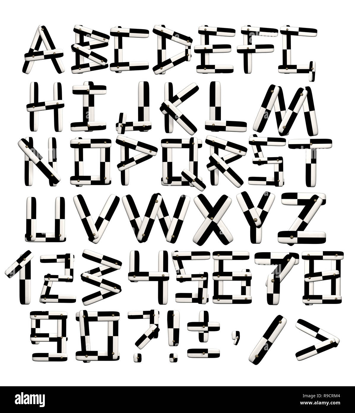 Alphabet - letters from checkered texture. Isolated on white background ...